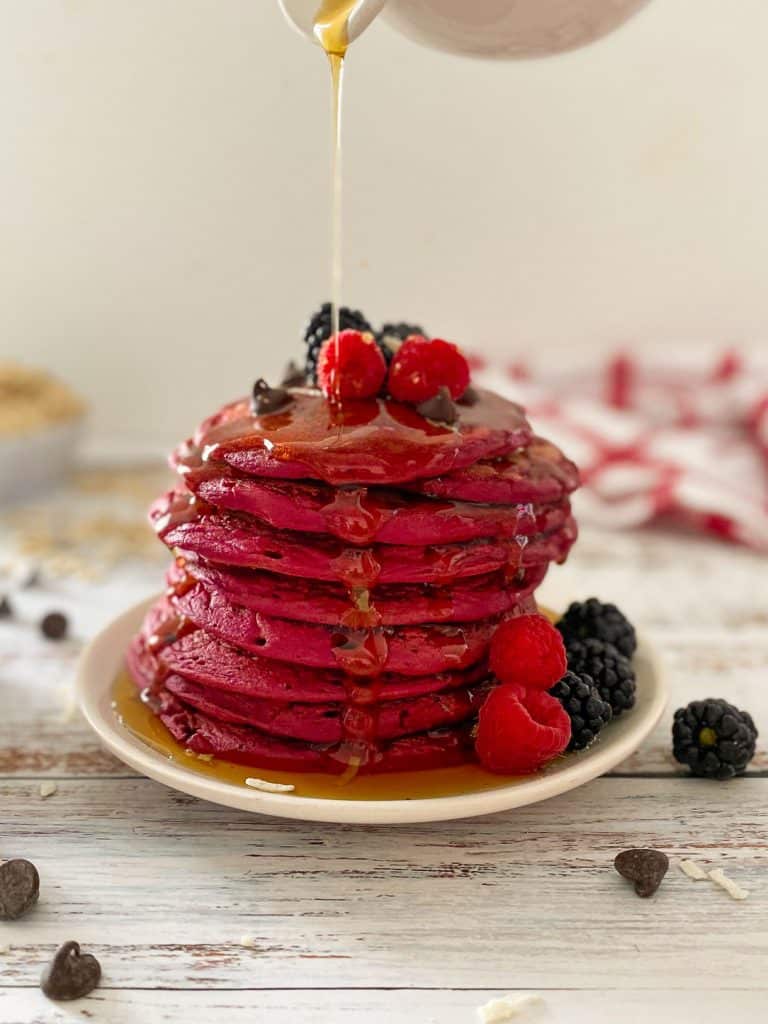 Pink Beet Pancakes [Oil Free] - This Healthy Kitchen