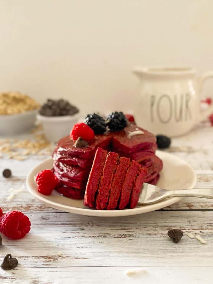 Pink Beet Pancakes [Oil Free] - This Healthy Kitchen