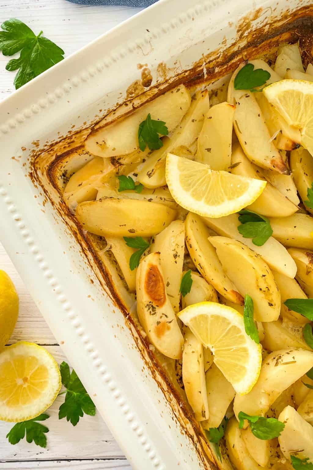 Roasted Greek Lemon Potatoes - This Healthy Kitchen