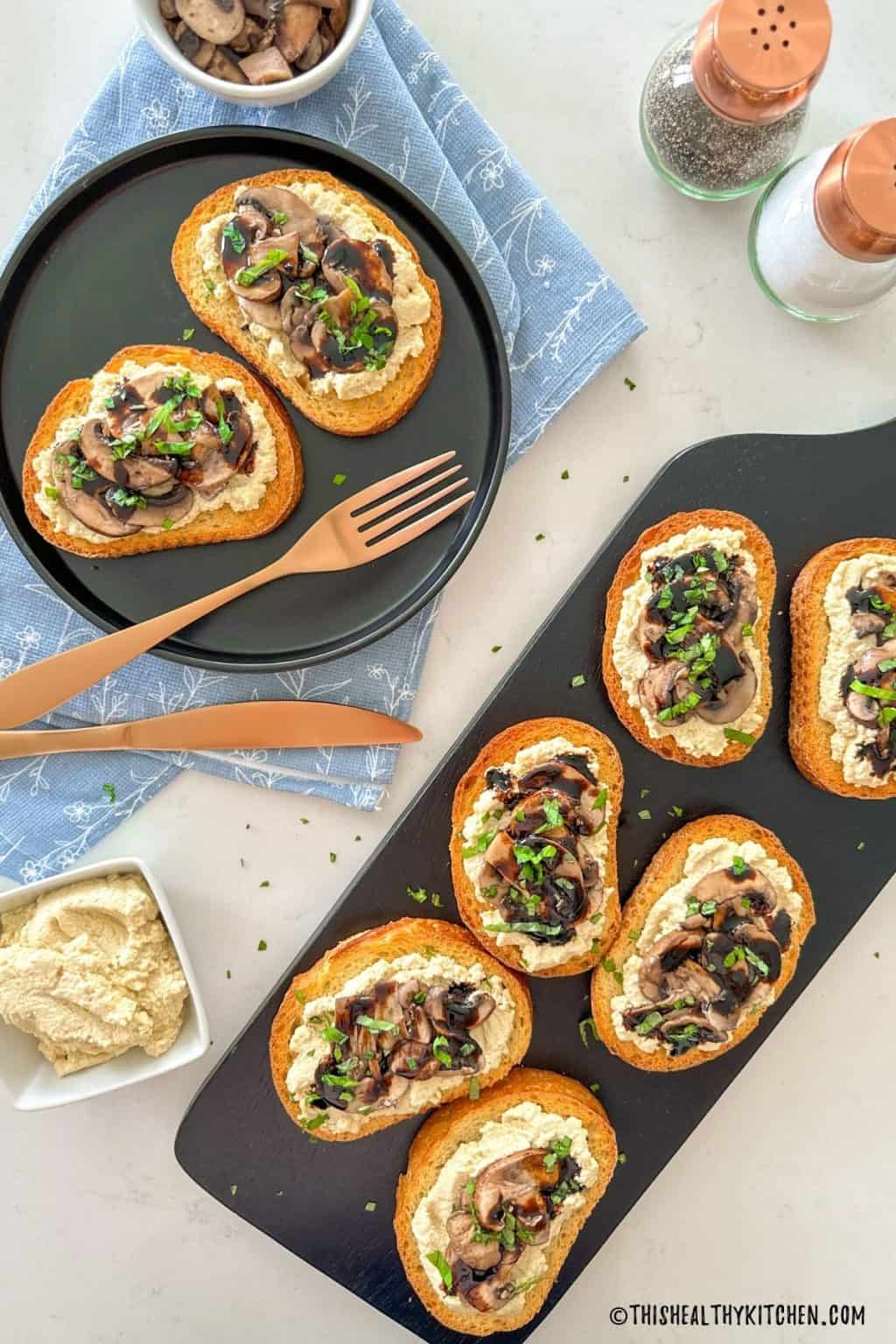 Vegan Crostini with "Ricotta" + Mushrooms This Healthy Kitchen