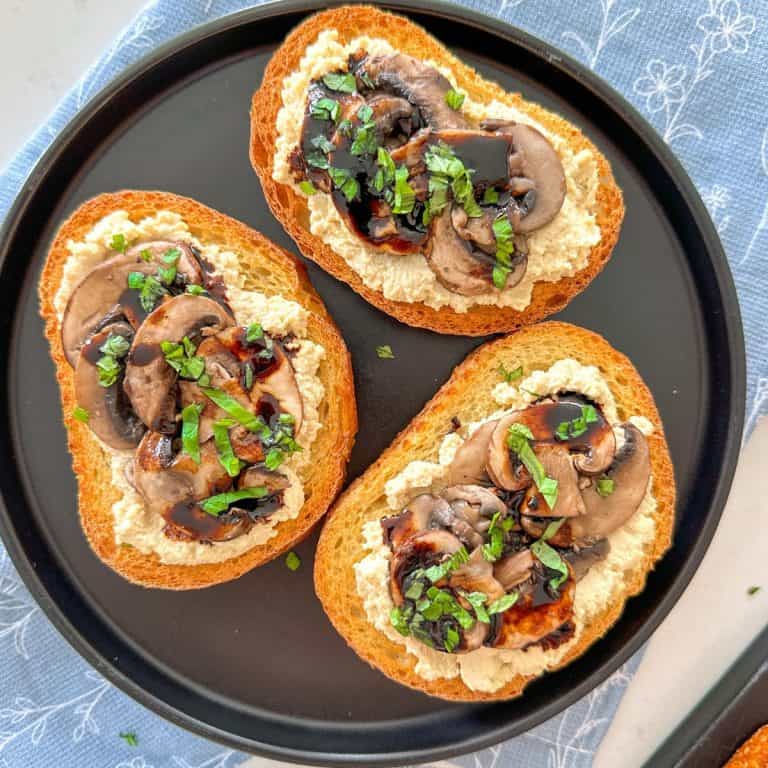 Vegan Crostini with "Ricotta" + Mushrooms This Healthy Kitchen